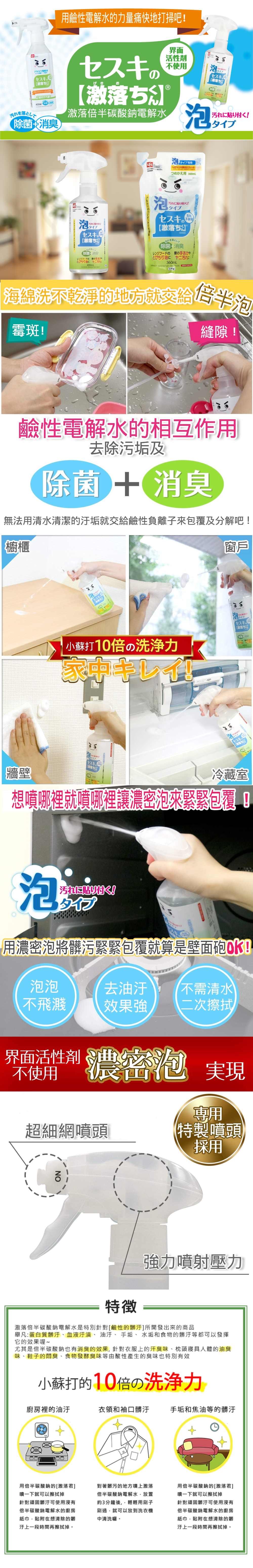 LEC [日本] 倍半碳酸納泡沫清潔劑優惠組(400mlx1瓶+360mlx1包) - PChome 24h購物